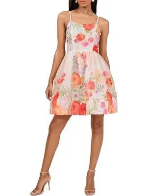 LIPSY Floral Print Mini Dress - White