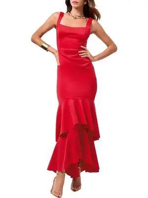 LIPSY Tie Ruffle Cocktail Dress - Red