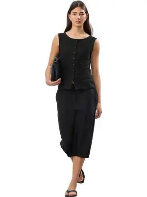NEXT Textured Sleeveless Button-up Top - Black