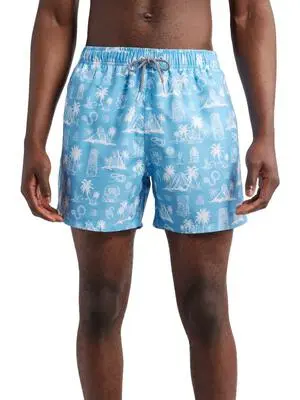 BOARDIES Printed Swim Trunks - Blue