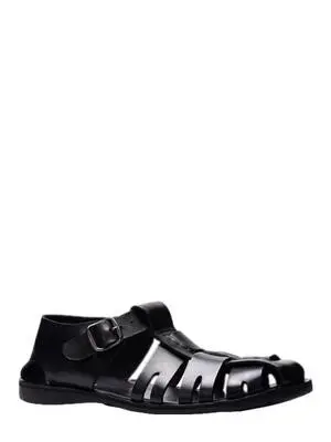 A. VEER Santorini Fisherman Sandal - Black Leather
