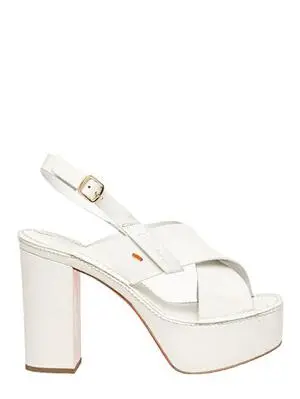 Santoni High-heel Leather Sandal - White