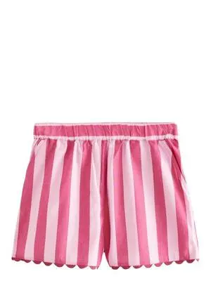 NEXT Striped Cotton Scallop Hem Shorts - Pink