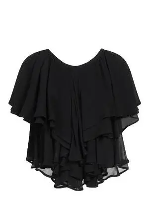 DONDUP Ruched Georgette Top - Black