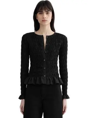Everlane Smocked Cardigan - Black