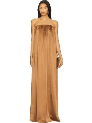 SEROYA Monique Satin Maxi Dress - Terracotta