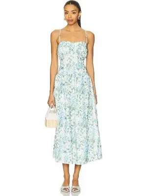 Astr The Label Capria Dress - Blue Green Flora
