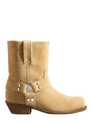 Jeffrey Campbell Waylon-lo Square-toe Western Ankle Boots - Natural Suede