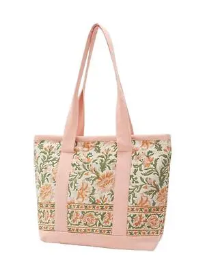 ANCHAL Floral Block Print Mini Tote Bag