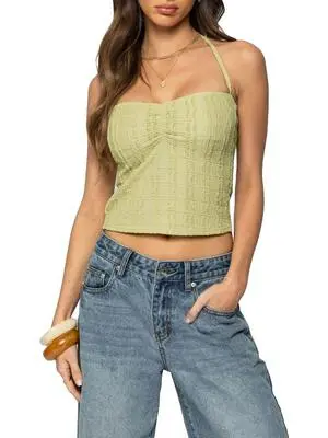 EDIKTED Galya Textured Halter Top - Sage