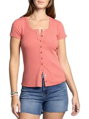 THREAD & SUPPLY Kellie Button-up Rib Top - Faded Rose