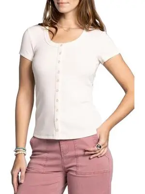 THREAD & SUPPLY Kellie Button-up Rib Top - Ivory