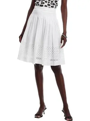 AREA STARS Pleated Eyelet Embroidered Skirt - White