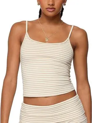 EDIKTED Striped Tank Top - Beige