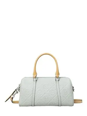 Tory Burch T Monogram Embossed Leather Satchel - Light Titanium