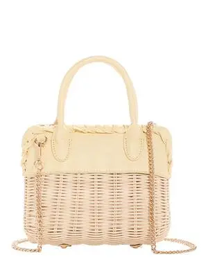 AQUA Rattan Vanity Top Handle Bag