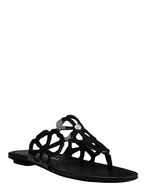 STUART WEITZMAN Jasmine Sandals Black Patent