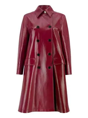 Gucci Leather Double-breasted Trench Coat - Red