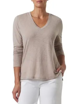 FRANNE GOLDE Slub Jersey Long Sleeve Tee - Sand