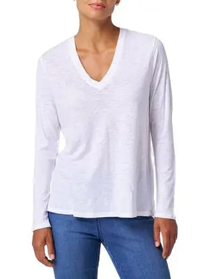 FRANNE GOLDE Slub Jersey Long Sleeve Tee - White