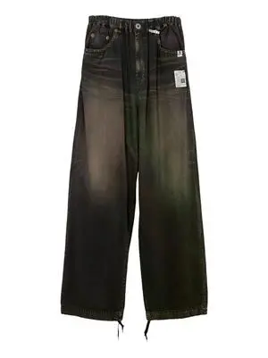 Mihara Yasuhiro Washed Wide-leg Jeans - Black