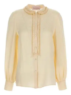 Valentino Garavani Toute La V' Silk Shirt - Beige