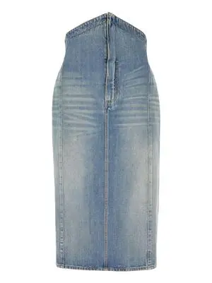 Alexander McQueen Alexander Mc Queen Denim Long Skirt - Clear Blue