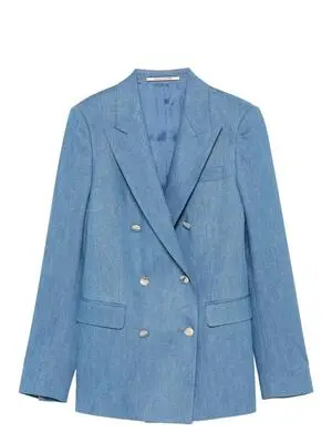 Tagliatore Cotton Double-breasted Jacket - Clear Blue