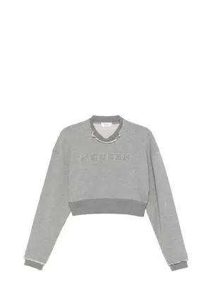 Alexander McQueen Alexander Mc Queen Logo Cotton Cropped Sweatshirt - Grey