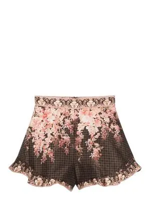 Zimmermann Printed Linen Blend Shorts - Black
