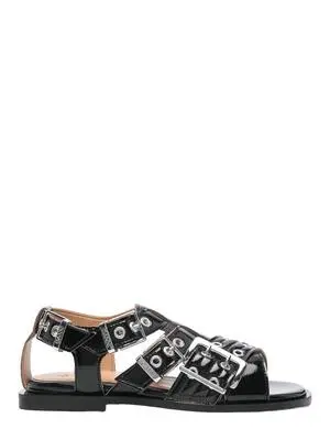 GANNI Buckle-fastening Sandals - Black