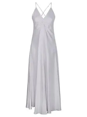 FORTE_FORTE Long Silk Slip Dress - Light Grey