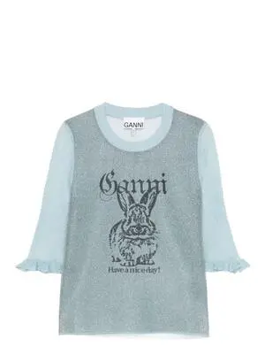 GANNI Crewneck Top - Clear Blue