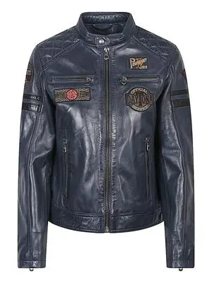DAYTONA 73 Walkora Leather Moto Jacket - Blue
