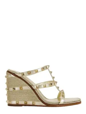 Valentino Garavani Rockstud Espadrille Slides - Platino