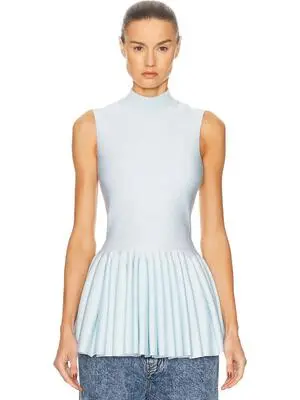 Alaïa Godet Knit Top - Bleu Neige