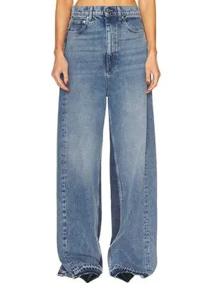 Stella McCartney Paneled Wide Leg Jeans - Two Tonal Denim Wash