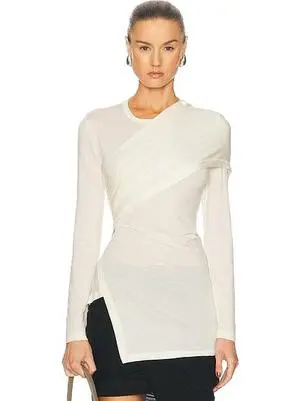Helmut Lang Draped Long Sleeve Top - Vanilla