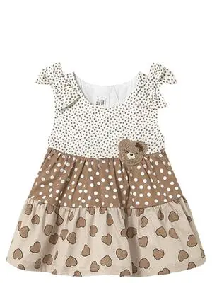 MAYORAL Layered Cookie Bear Dress - Brown