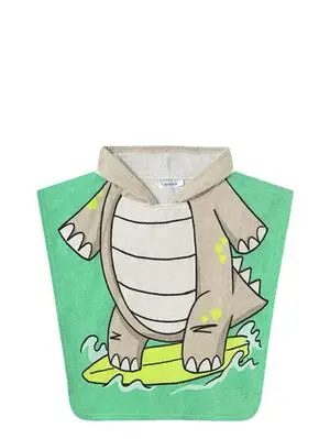 MAYORAL Surfing Dinosaur Hoodie Towel - Teal