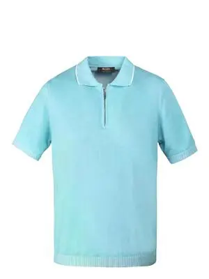 MOORER Cotton Polo Shirt - Blue