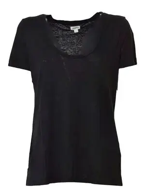 L'Agence Scoop-neck T-shirt - Black