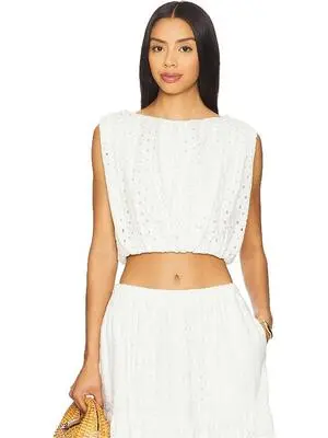 Astr The Label Nalley Eyelet Crop Top - White