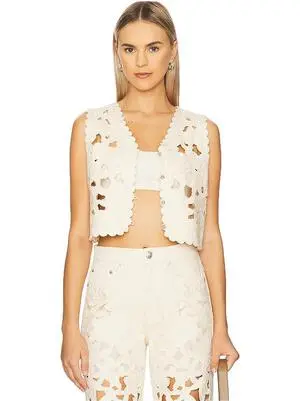 Rag & Bone Coralie Floral Cutout Vest - Ecru