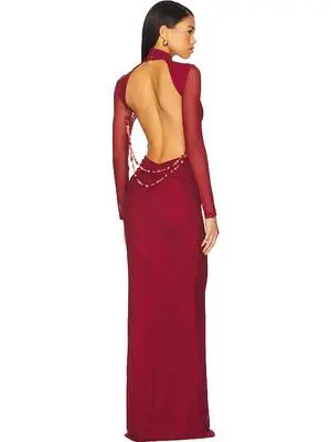 YELLOW THE LABEL Salome Beaded Dress - Merlot
