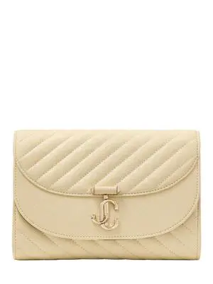 JIMMY CHOO Leather Curve Clutch - Beige
