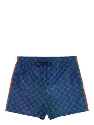 Gucci Printed Poplin Swim Shorts - Blue