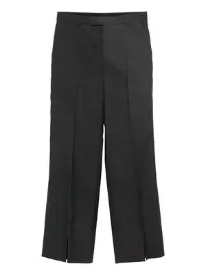Gucci Logo-embroidered Straight-leg Trousers - Grey