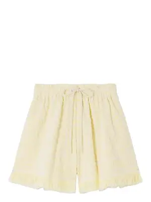 Zimmermann Coco Fringed Cotton-terry Jacquard Shorts - Yellow