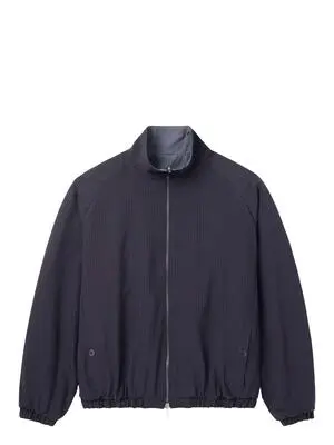 STOFFA Reversible Wool-Seersucker And Poplin Bomber Jacket Navy